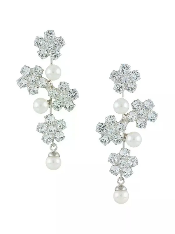 JENNIFER BEHR Aria Crystal Pearl Earrings - Silver