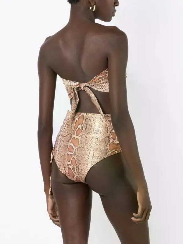 AMIR SLAMA Snakeskin-print Tie-fastening Bikini