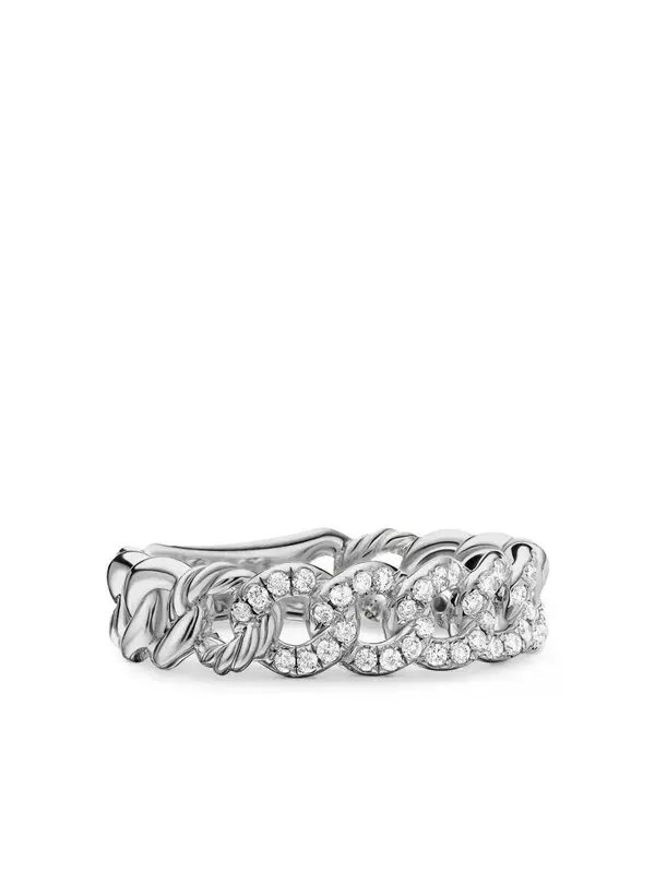 David Yurman Belmont Curb Link Diamond Ring - Silver
