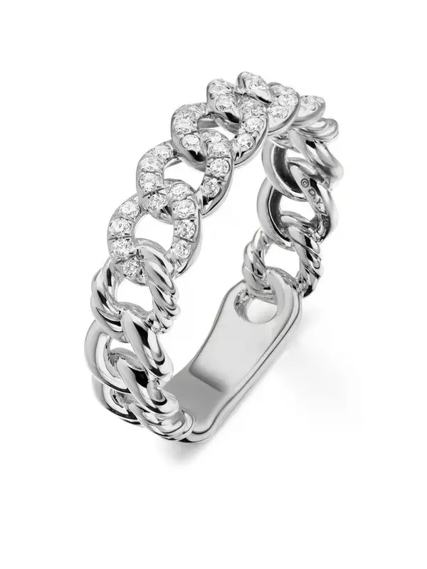 David Yurman Sterling Belmont Curb Link Diamond Ring