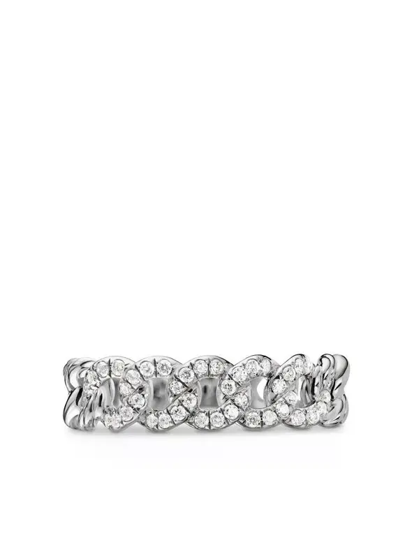 David Yurman Sterling Belmont Curb Link Diamond Ring