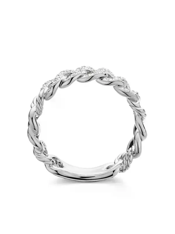 David Yurman Sterling Belmont Curb Link Diamond Ring