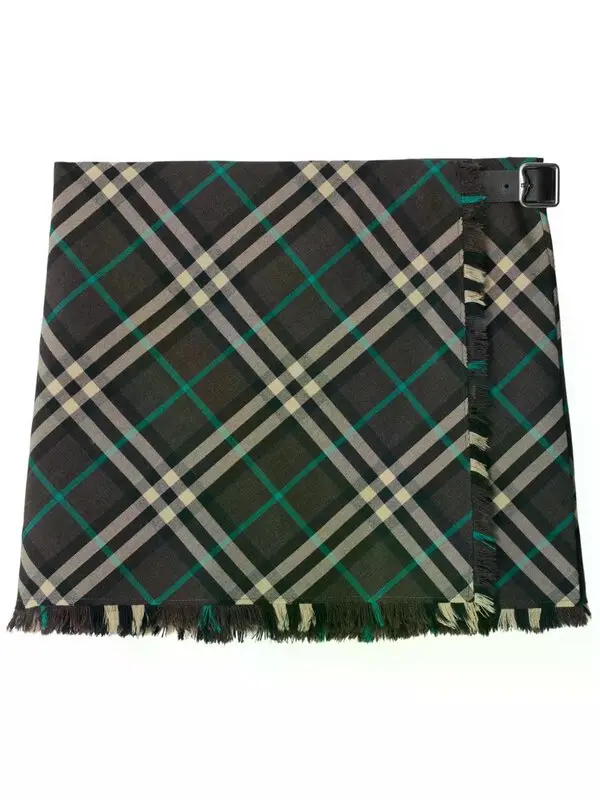 Burberry Check Pattern Pleated Mini Skirt