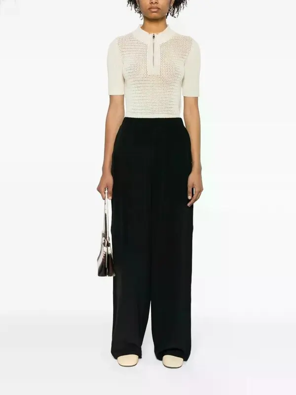 Max Mara Zigano Silk Palazzo Pants - Black