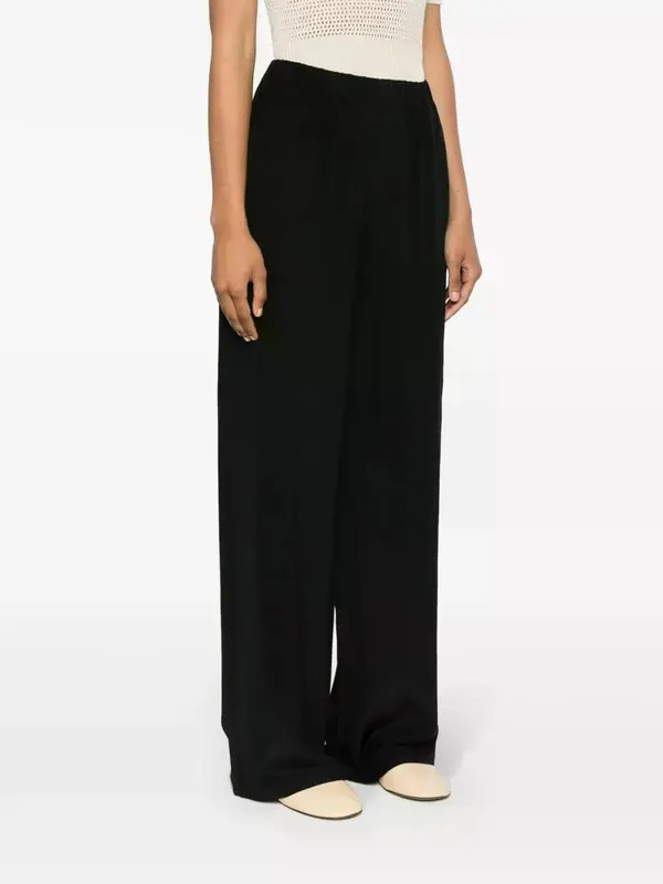 Max Mara Zigano Silk Palazzo Pants - Black