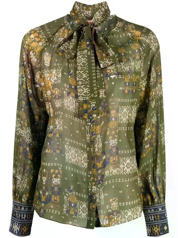 Max Mara Neck-tie Abstract-print Shirt