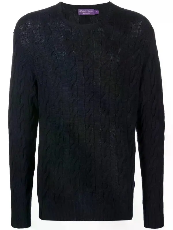 Ralph Lauren Purple Label Cable-knit Crew Neck Sweater - Blue