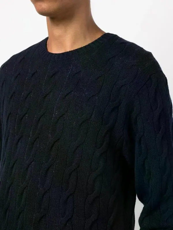Ralph Lauren Purple Label Cable-knit Crew Neck Sweater - Blue