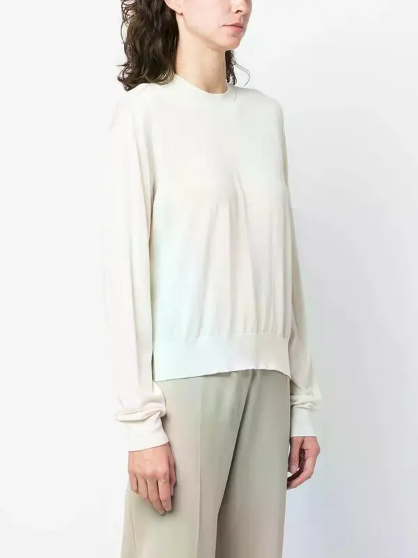 JIL SANDER Ribbed Crew Neck Jumper - White