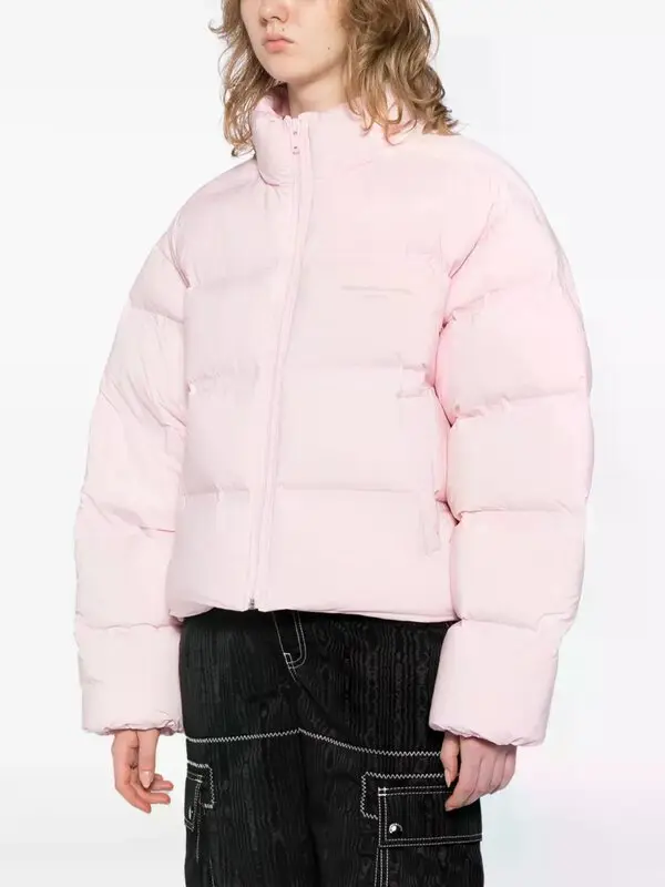 Alexander Wang Reflective-logo Cropped Puffer Jacket - Pink