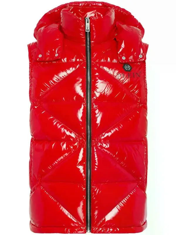 Philipp Plein Hexagon Logo-plaque Padded Gilet - Red