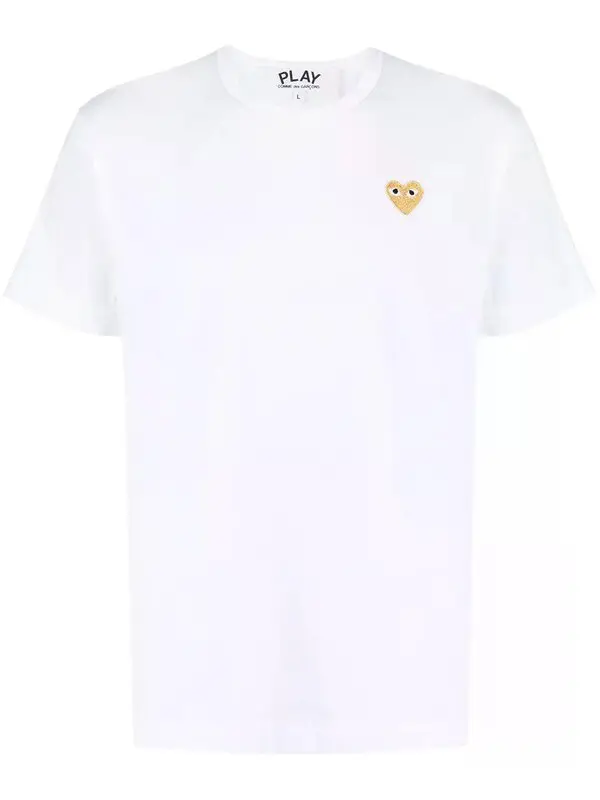 Play Comme Des Garcon Embroidered Logo Cotton T-shirt - White