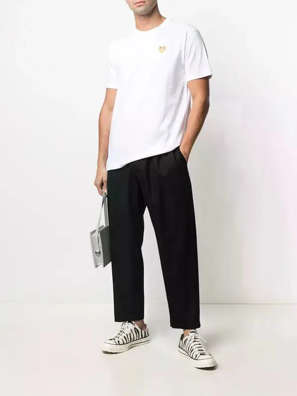 Play Comme Des Garcon Embroidered Logo Cotton T-shirt - White