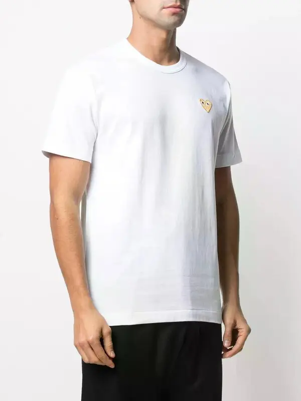 Play Comme Des Garcon Embroidered Logo Cotton T-shirt - White