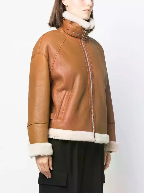 LISKA Zip-front Shearling Jacket
