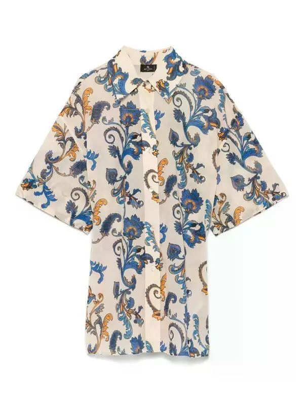 Etro Floral-print Shirt - Blue