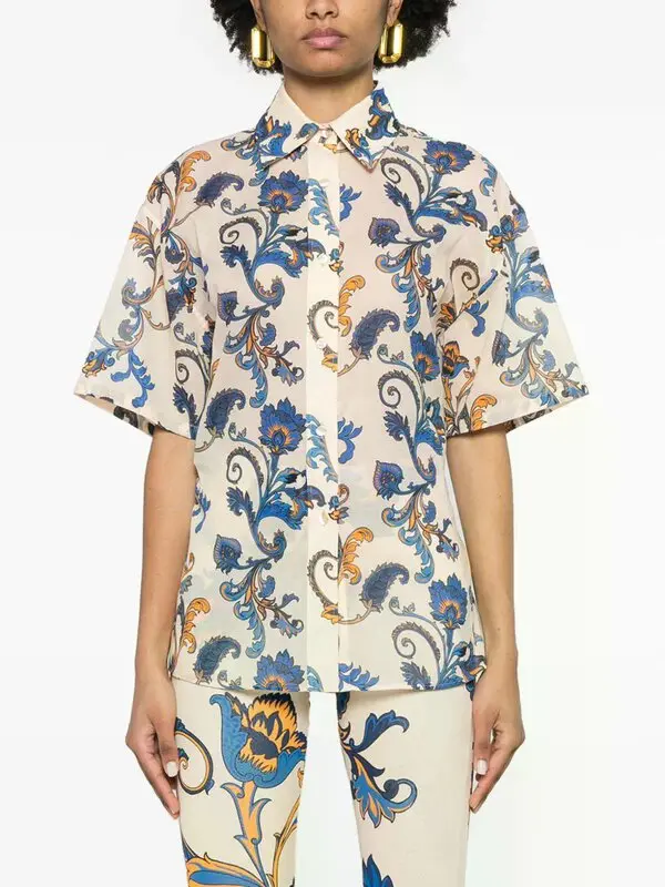 Etro Floral-print Shirt - Blue
