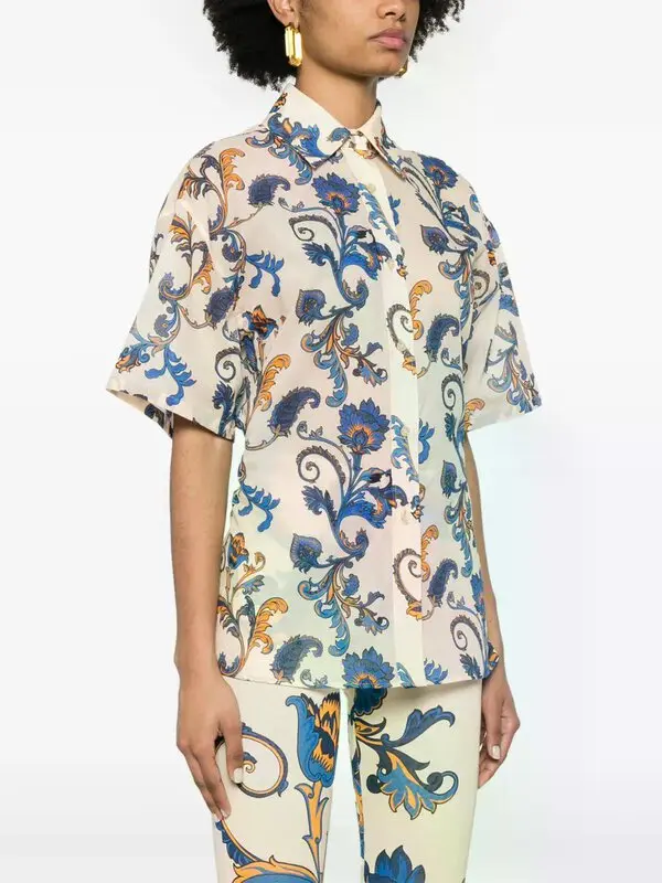 Etro Floral-print Shirt - Blue
