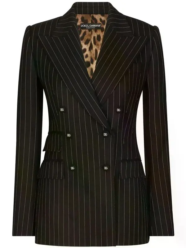 Dolce & Gabbana Striped Double-breasted Blazer - Black