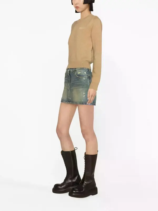 Palm Angels Logo-embroidered Merino-blend Jumper - Neutrals