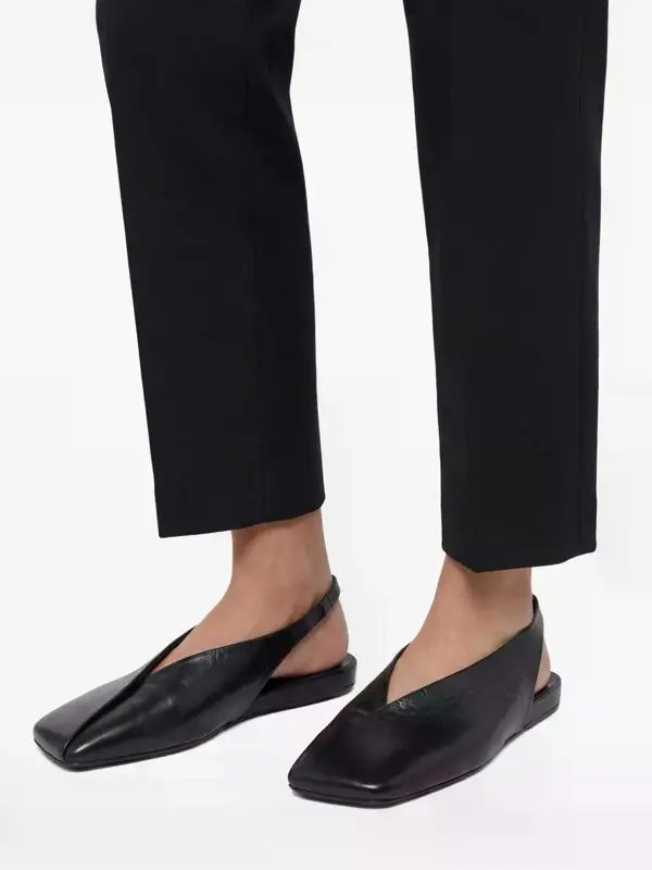 JIL SANDER Asymmetric Toe Leather Ballerina Flats