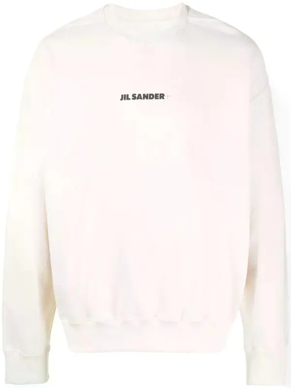 JIL SANDER Logo-print Crew Neck Sweatshirt - Neutrals