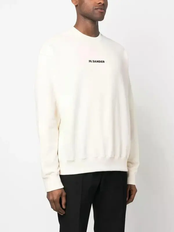 JIL SANDER Logo-print Crew Neck Sweatshirt - Neutrals