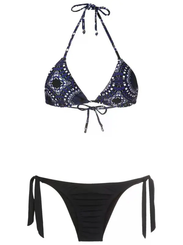 AMIR SLAMA Abstract-pattern Triangle Two Piece Bikini