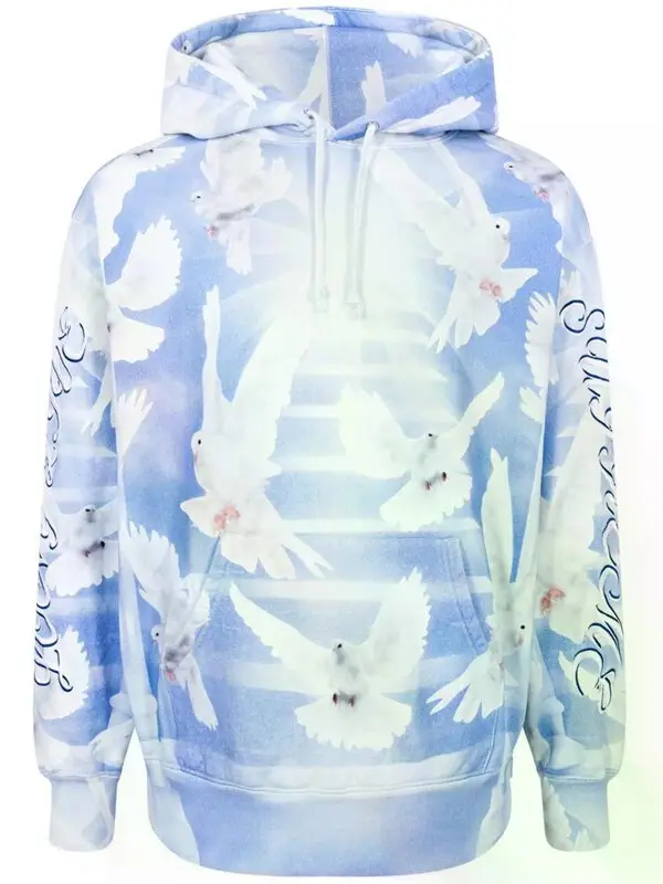 Supreme Doves-print Hoodie - Blue