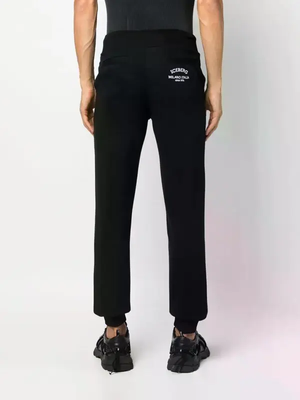 Iceberg Logo-embroidered Drawstring Track Pants - Black