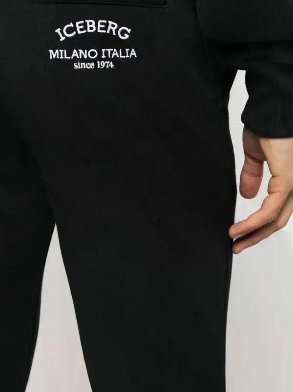 Iceberg Logo-embroidered Drawstring Track Pants - Black