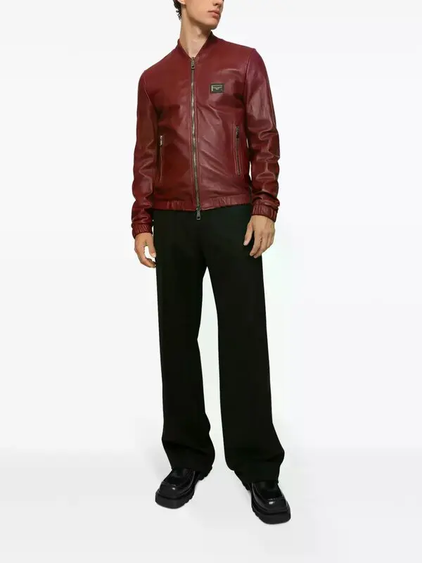 Dolce & Gabbana Logo-appliqué Leather Jacket