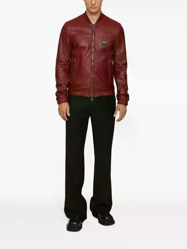 Dolce & Gabbana Logo-appliqué Leather Jacket