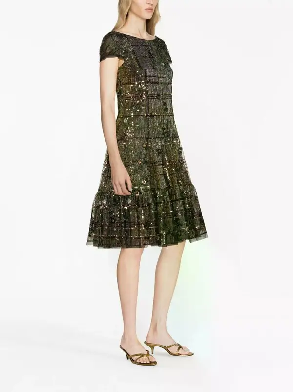Talbot Runhof Sequin-embellished Metallic Dress