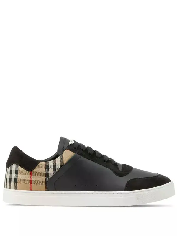 Burberry Check Print Lace-up Calf Leather Sneakers