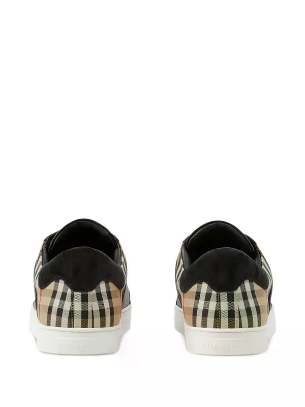 Burberry Check Print Lace-up Calf Leather Sneakers