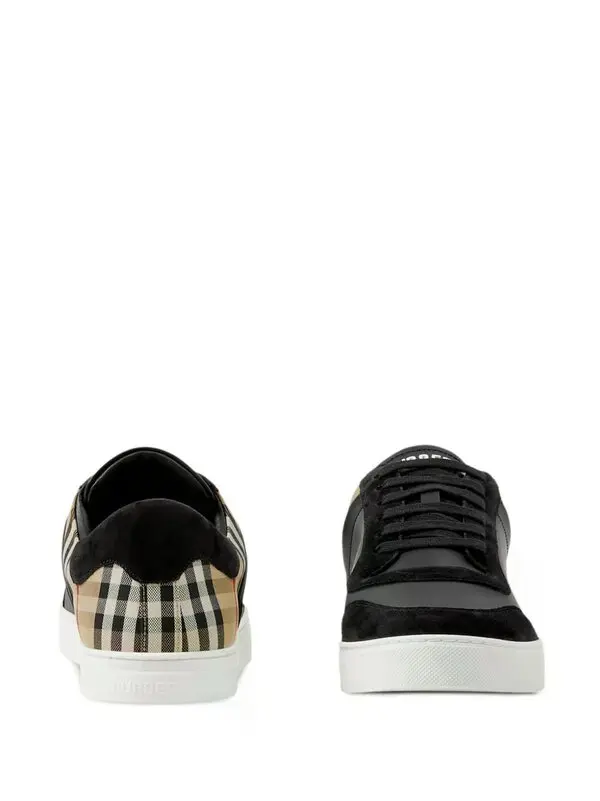 Burberry Check Print Lace-up Calf Leather Sneakers
