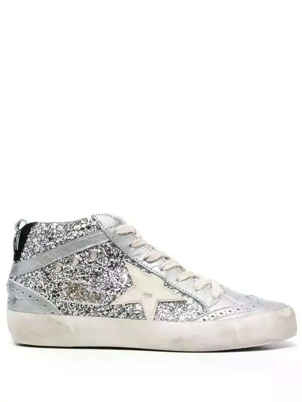 GOLDEN GOOSE Glittered High-top Sneakers - Silver