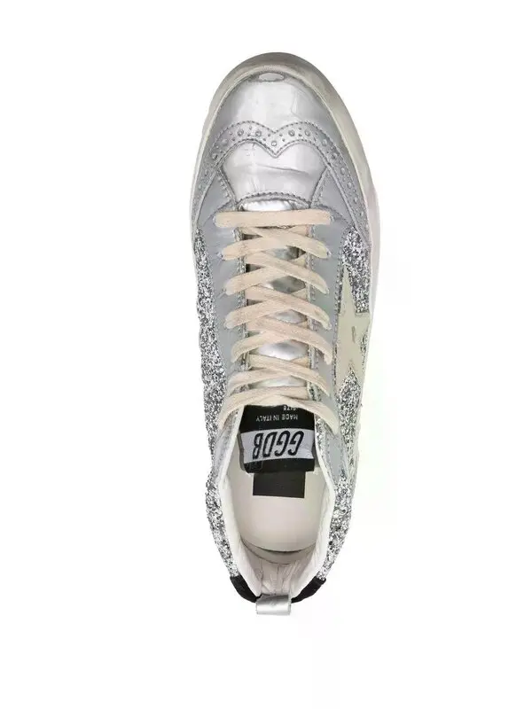 GOLDEN GOOSE Glittered High-top Sneakers - Silver