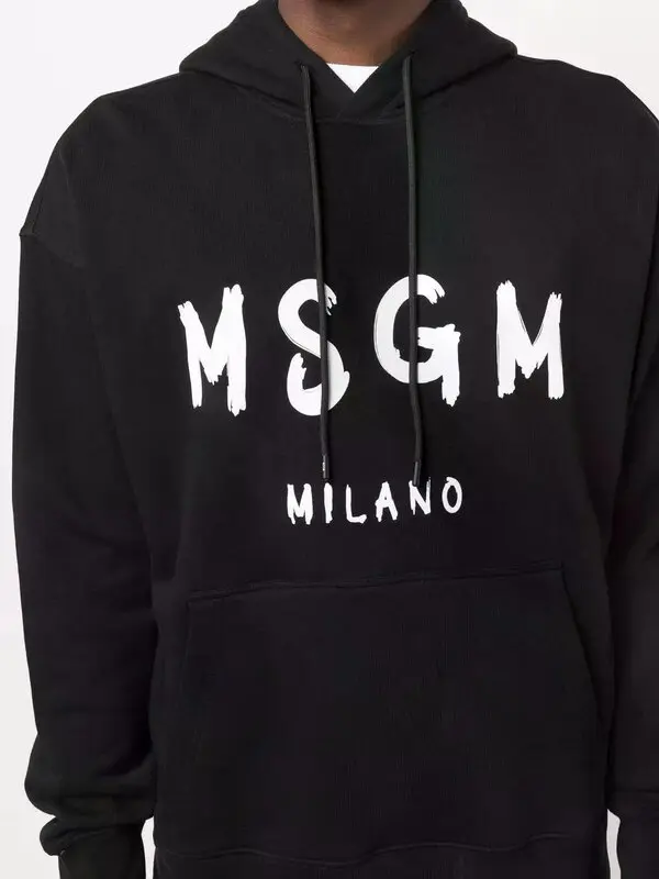 MSGM Logo Print Hoodie - Black