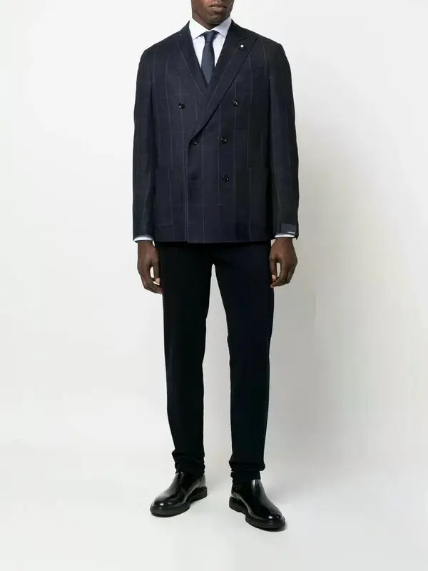 LARDINI Double-breasted Checked Blazer