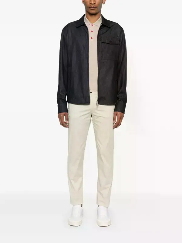 Kiton Chinos With Logo Patch - Neutrals