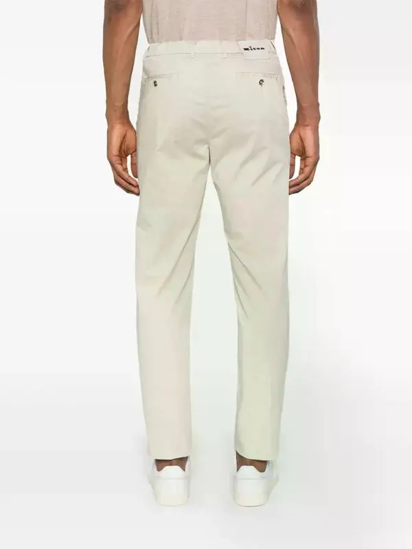 Kiton Chinos With Logo Patch - Neutrals