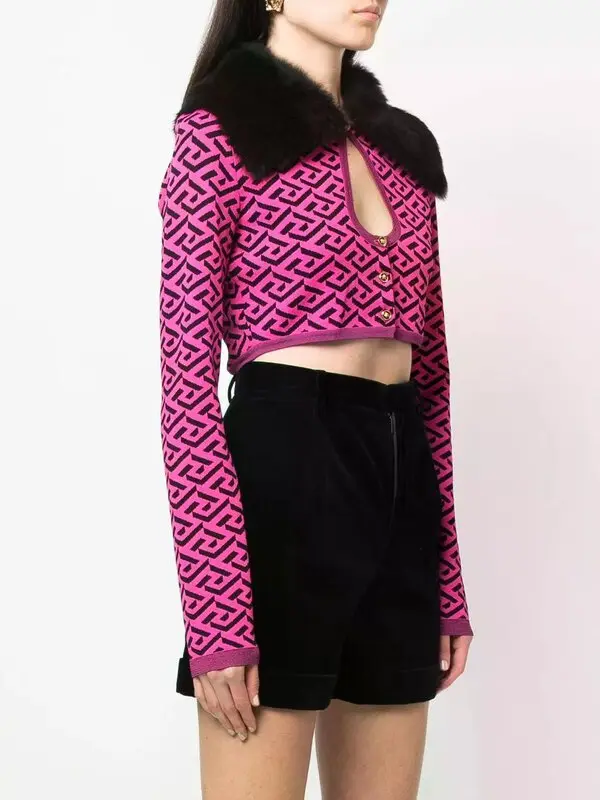 Versace Embroidered Cropped Cardigan