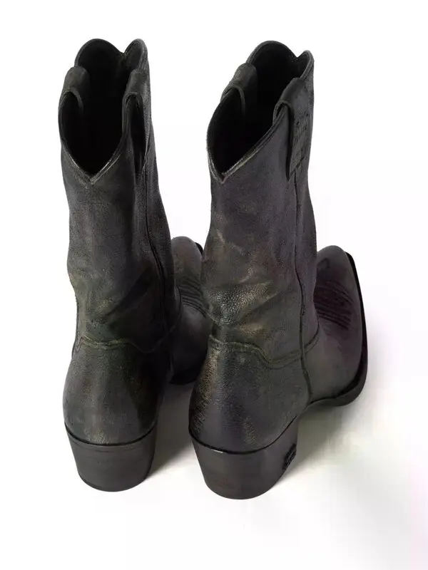 Miu Miu Leather Cuban Heel Boots - Brown