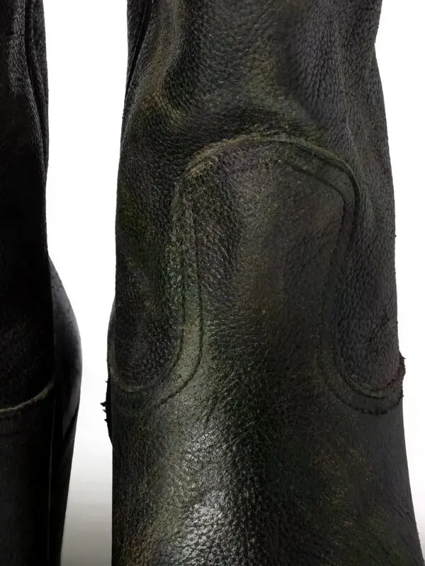 Miu Miu Leather Cuban Heel Boots - Brown
