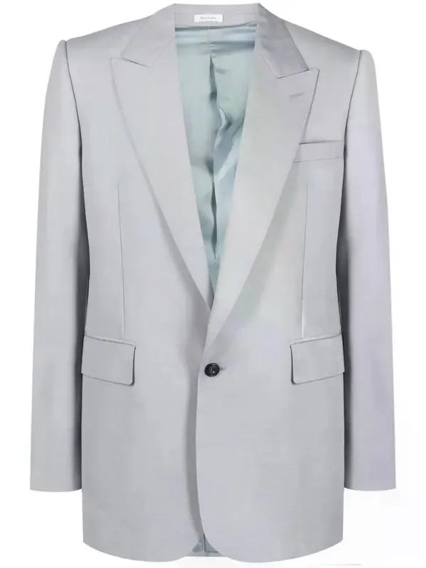 Alexander McQueen Peak-lapels Single-breasted Blazer - Grey