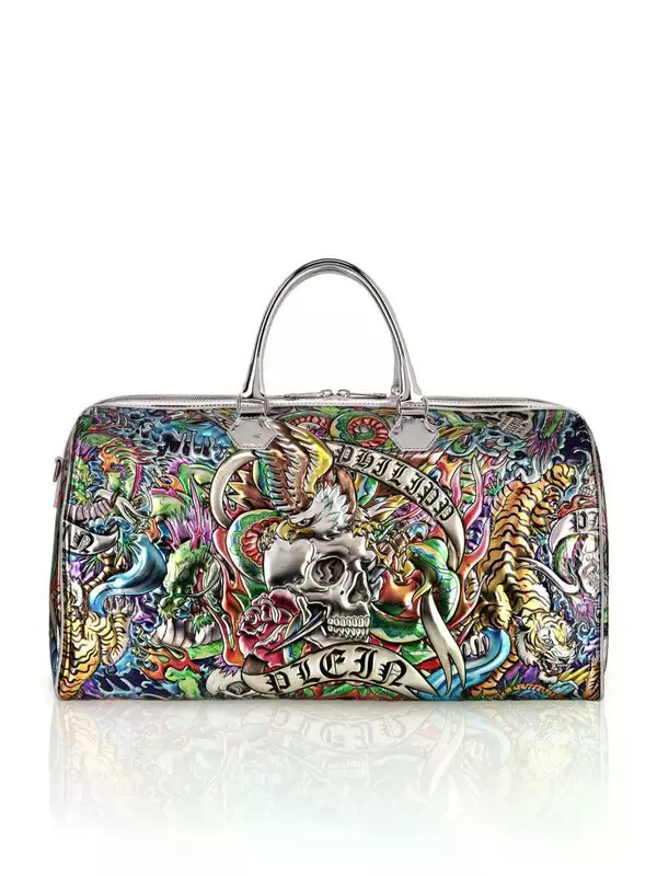 Philipp Plein Tattoo-embossed Leather Tote Bag