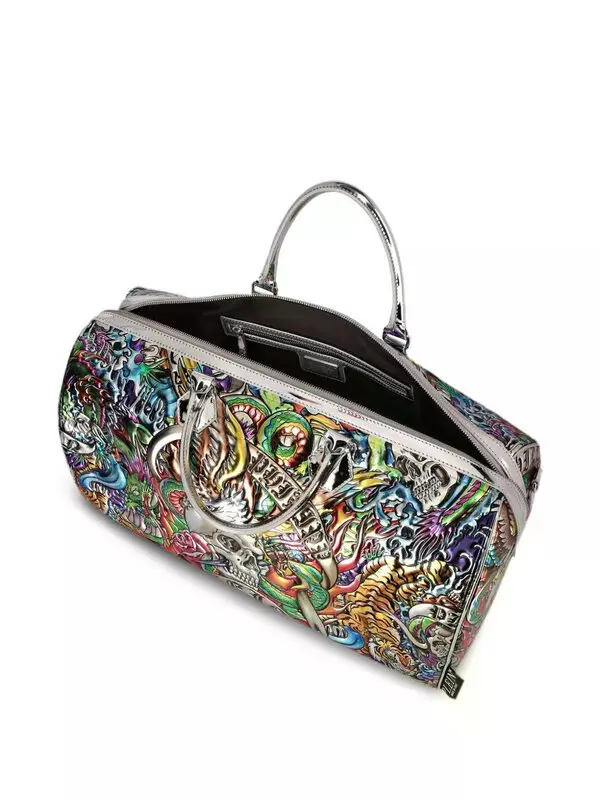 Philipp Plein Tattoo-embossed Leather Tote Bag