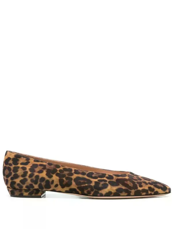 GIANVITO ROSSI Amelia Leopard Print Ballerina Flats - Black